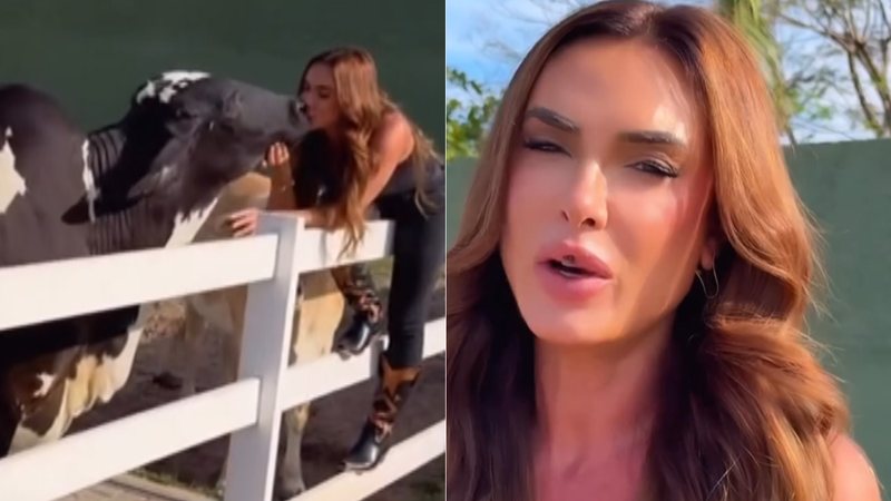 Cenapop · Nicole Bahls fica com a boca suja após beijar sua vaca ...